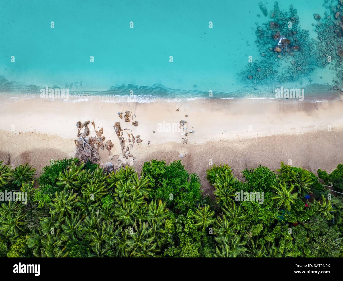 Aerial view of Freedom Beach in Phuket, Thailand, with turquoise waters ...