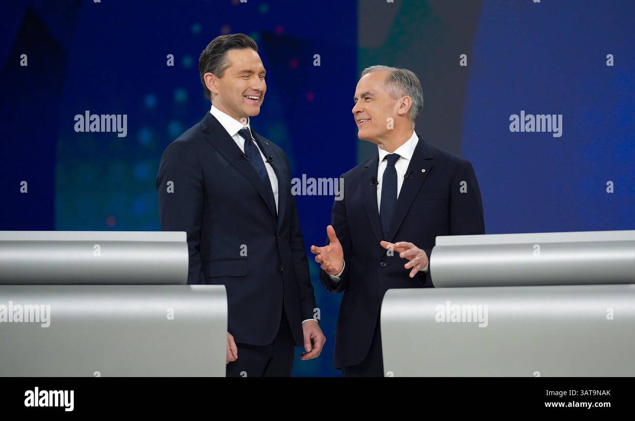Conservative Leader Pierre Poilievre, left, and Liberal Leader Mark ...