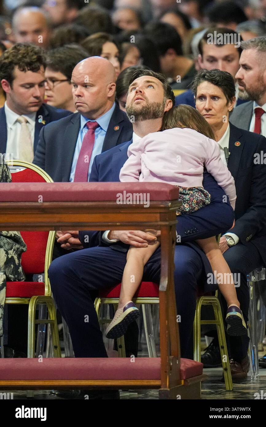 U.S. Vice President JD Vance with daughter Mirabel, back to camera ...