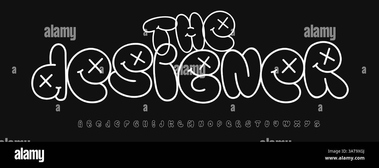 Bubble Graffiti Outline Font, Fun Urban Alphabet, Cool Drip Letters ...