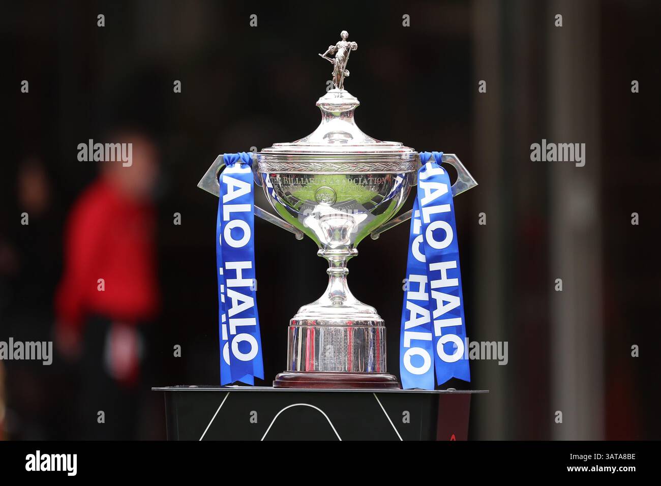 The Halo World Snooker Championship Trophy on display during the 2025 ...