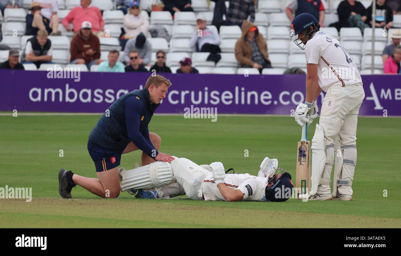 Chelmsford, UK. 18th Apr, 2025. CHELMSFORD, ENGLAND:- Essex's Michael ...