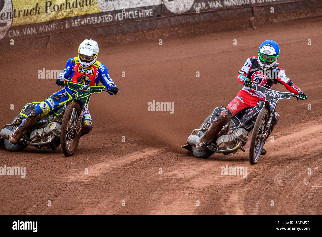 Belle Vue Colts' Jack Shimelt in Blue rides inside Leicester Lion Cubs ...