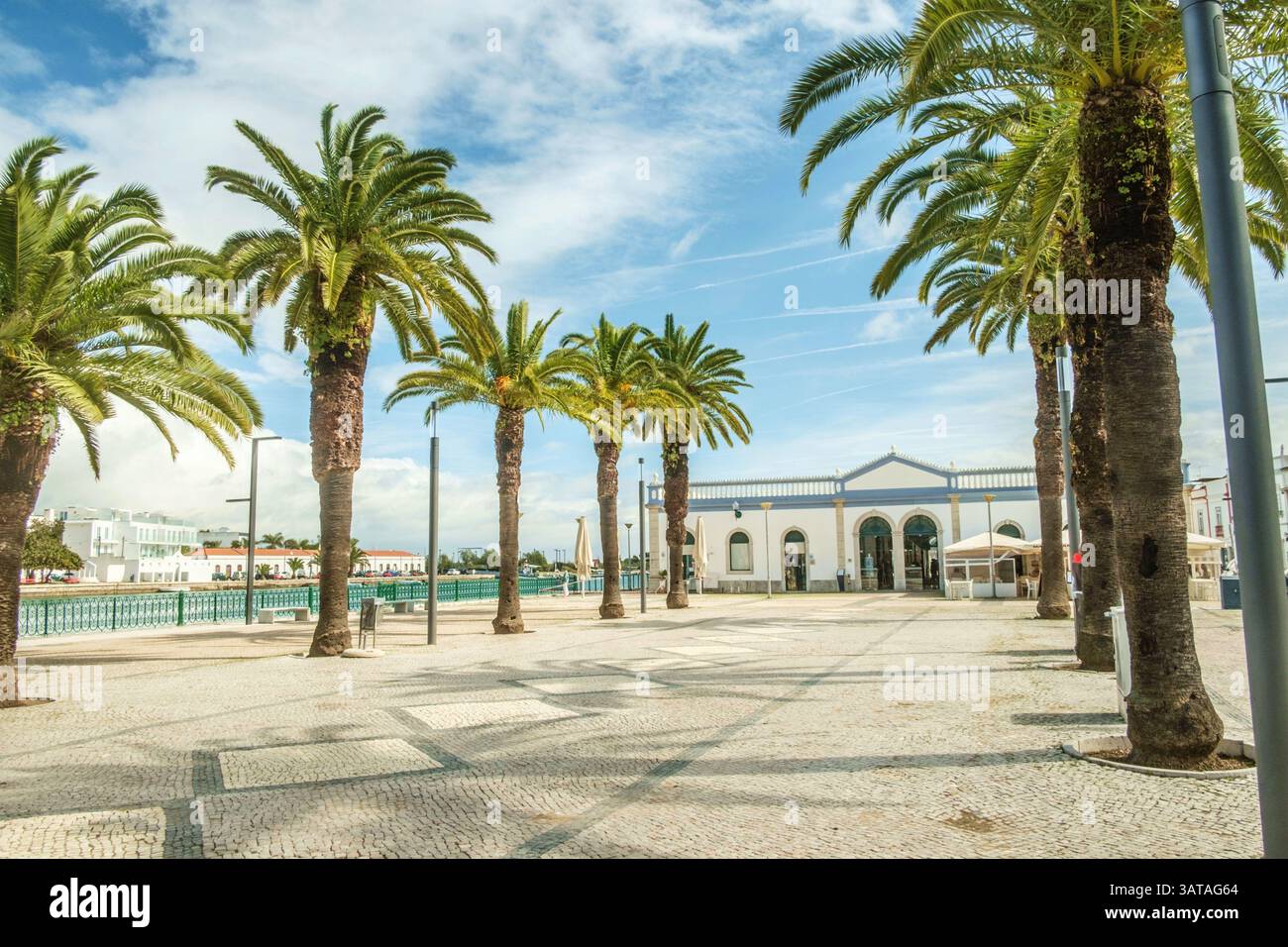 Am Jardim Publico de Tavira vor der Markthalle, Tavira, Algarve ...