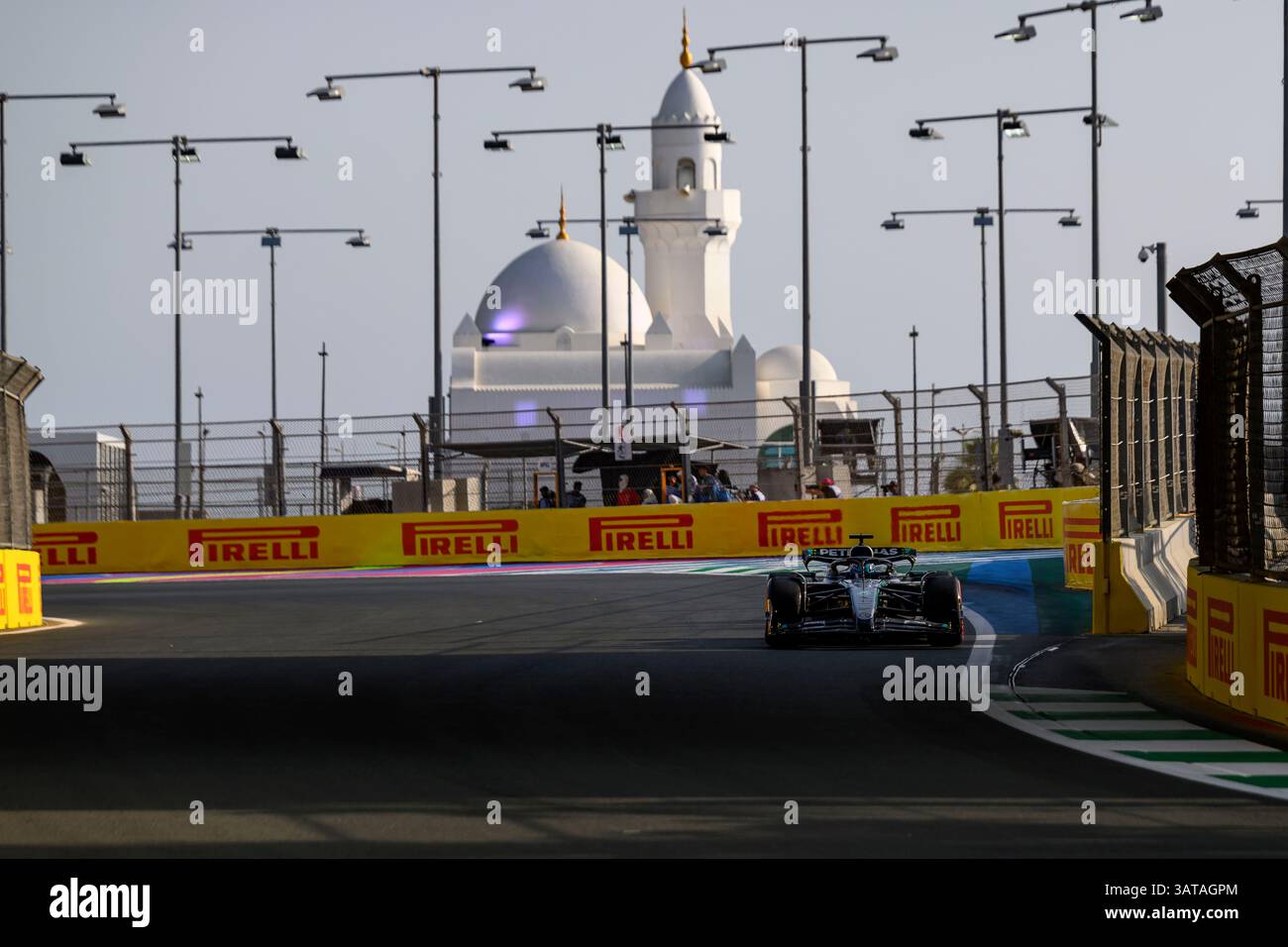 Jeddah, Saudi Arabia. 18th April 2025. George Russell of Mercedes-AMG Petronas F1 Team During ...