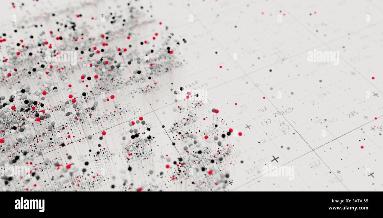 Abstract data clusters visualization. AI technology neural patterns. Digital information ...