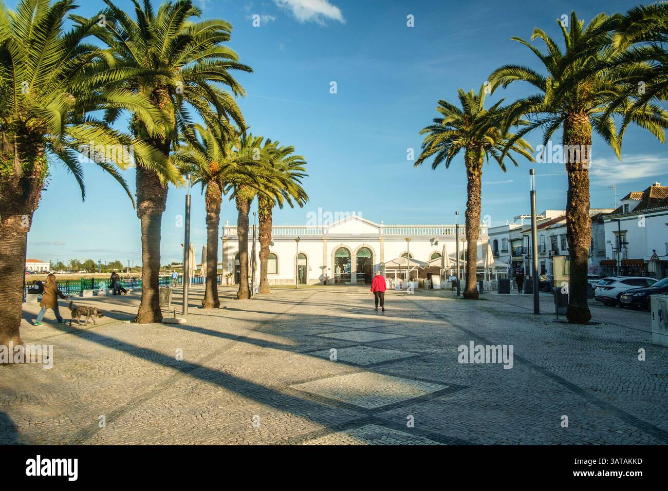 Am Jardim Publico de Tavira vor der Markthalle, Tavira, Algarve ...