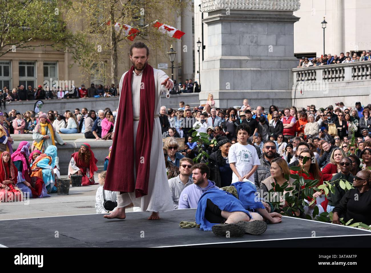 LONDON, ENGLAND - APRIL 18 2025: Peter Bergin as 'Jesus' performs at ...
