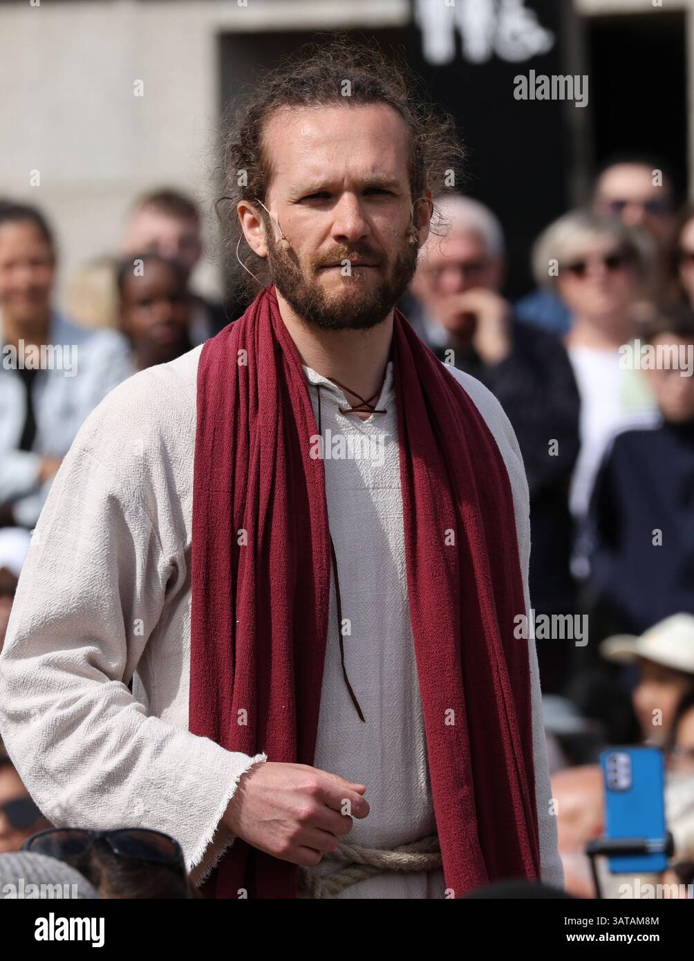 LONDON, ENGLAND - APRIL 18 2025: Peter Bergin as 'Jesus' performs at ...