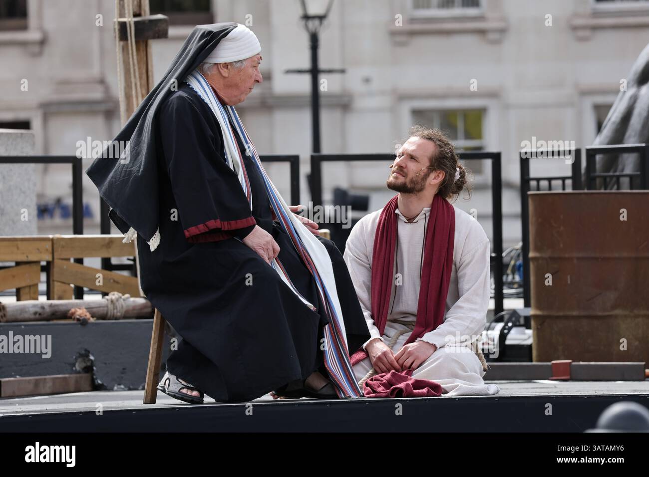 LONDON, ENGLAND - APRIL 18 2025: Peter Bergin as 'Jesus' performs at ...