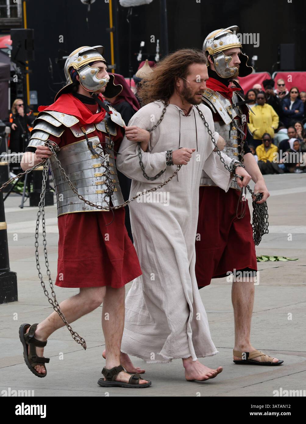 LONDON, ENGLAND - APRIL 18 2025: Peter Bergin as 'Jesus' performs at ...