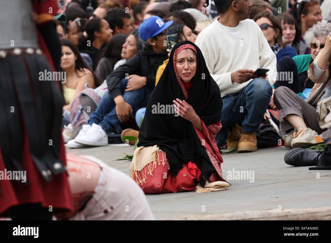 LONDON, ENGLAND - APRIL 18 2025: Peter Bergin as 'Jesus' performs at ...