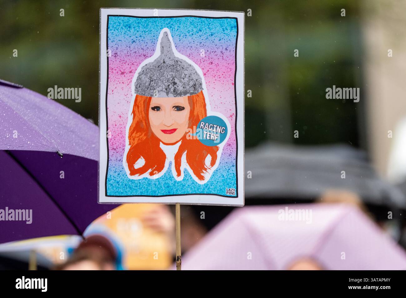 Trans rights protest Manchester UK. Protesters gathered in St Peters ...