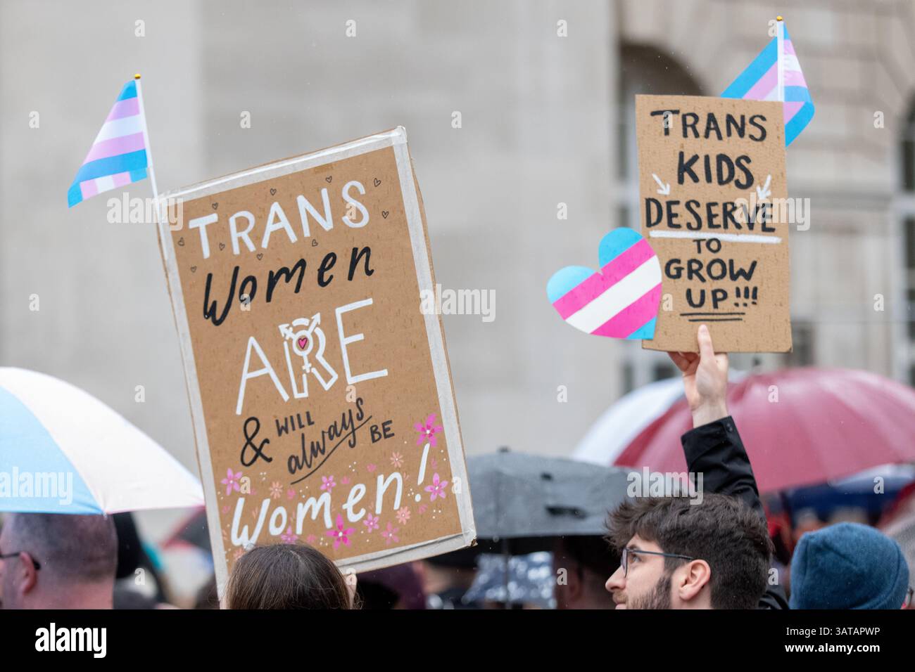 Trans rights protest Manchester UK. Protesters gathered in St Peters ...