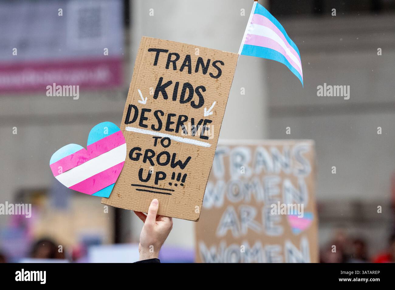 Trans rights protest Manchester UK. Protesters gathered in St Peters ...