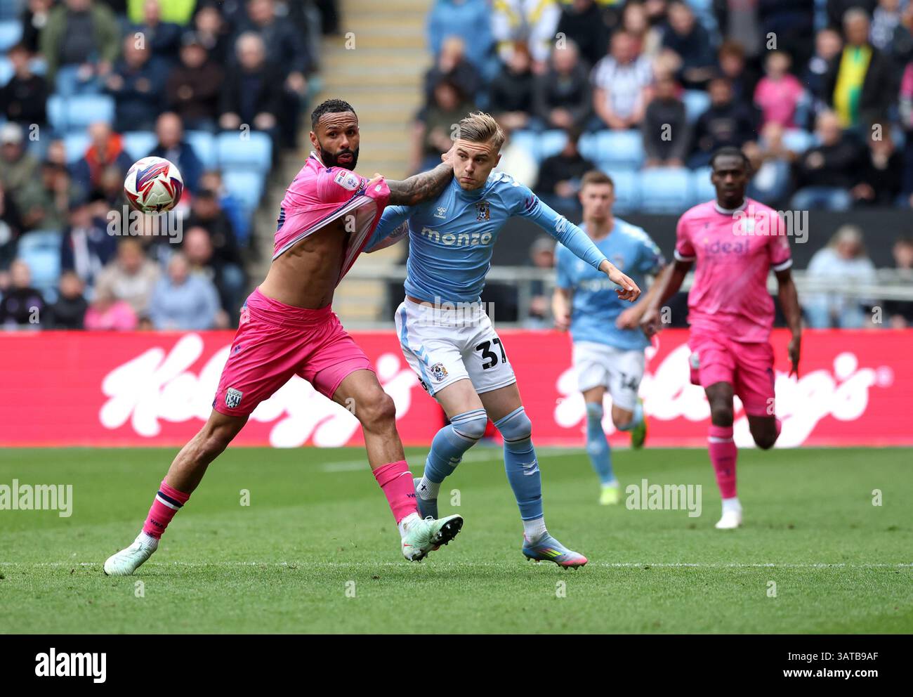 West Bromwich Albion's Kyle Bartley and Coventry City's Norman Bassette ...