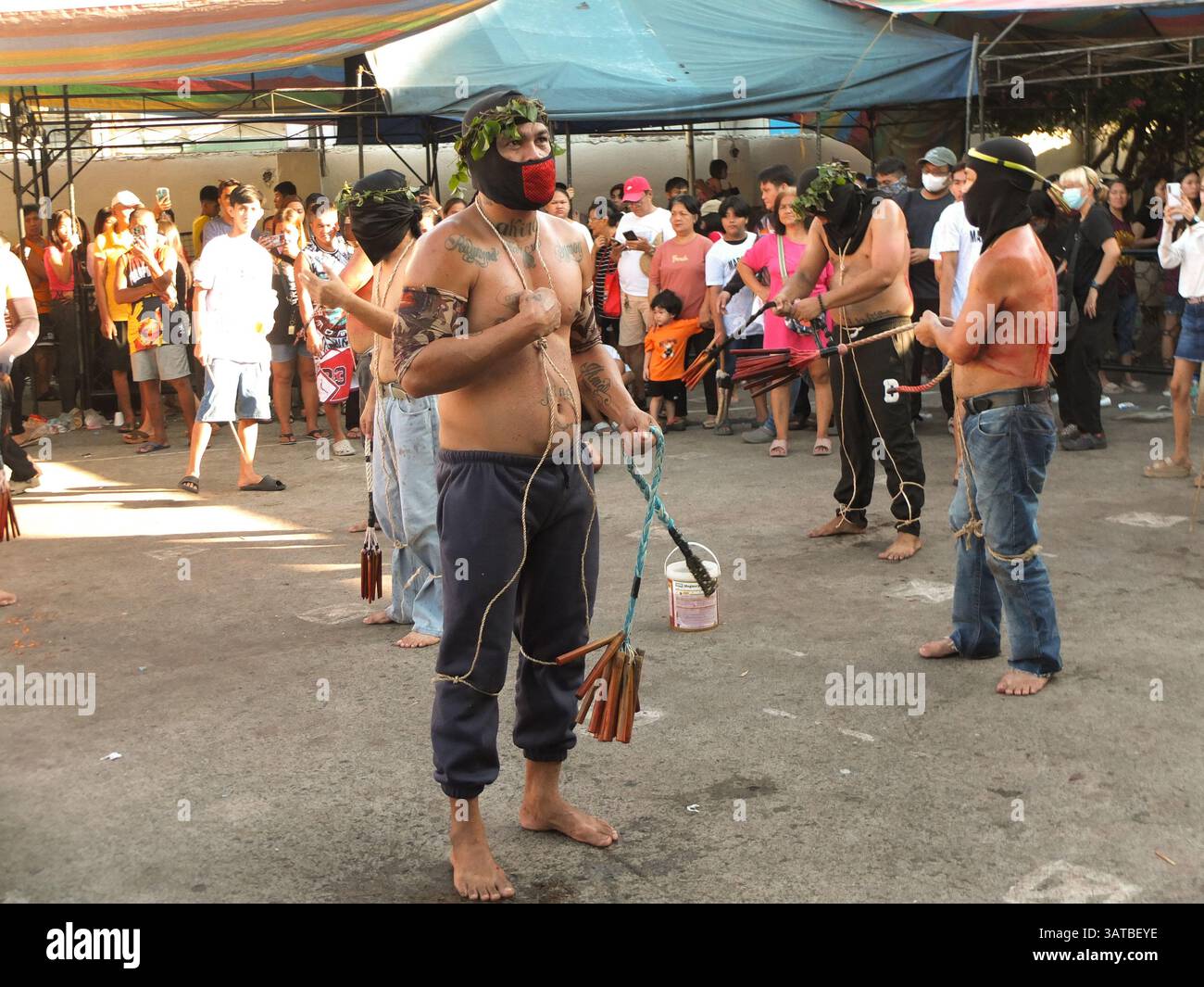 A flagellant seen praying after finishing his vow. Good Friday in the ...