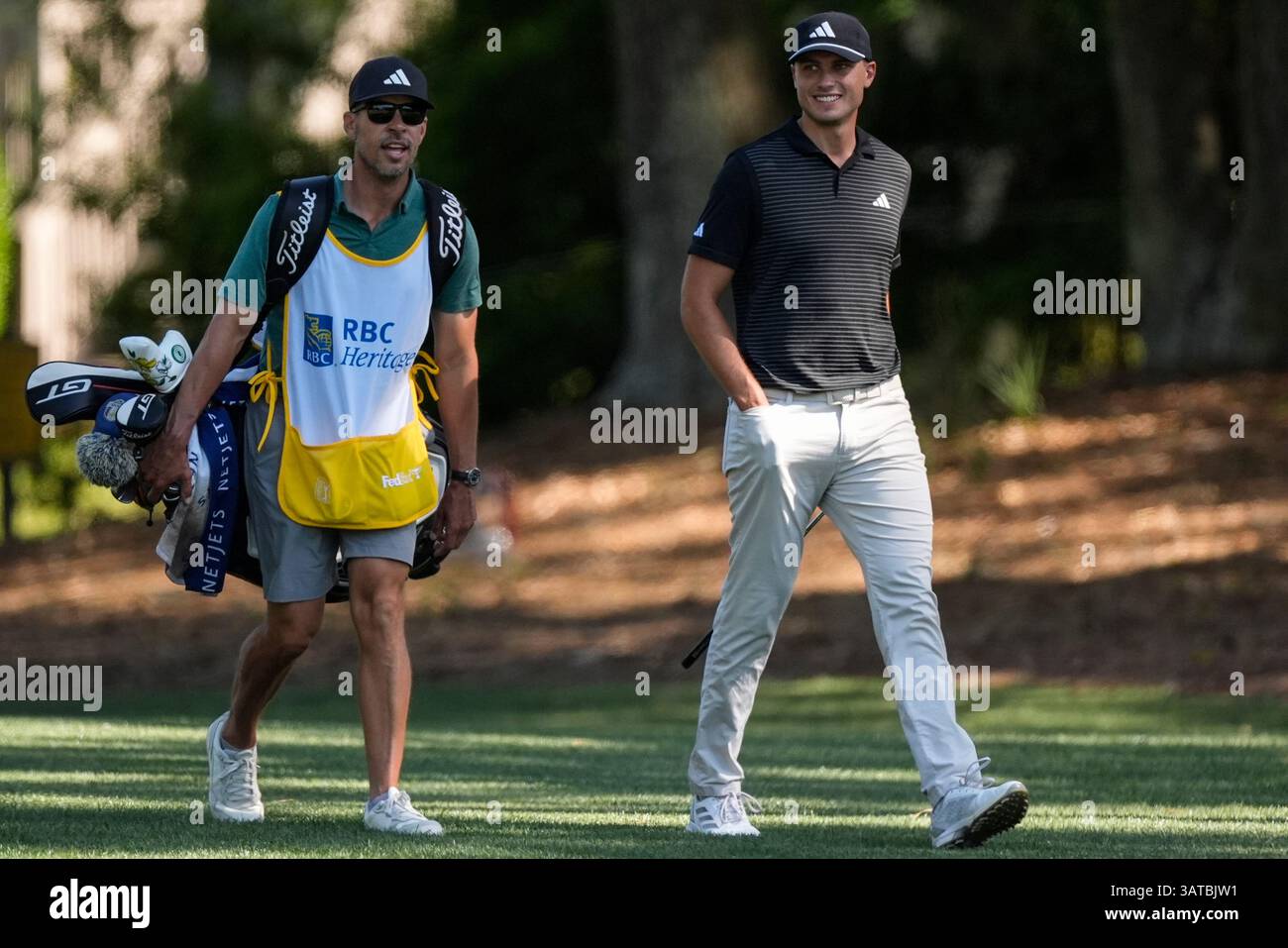 Ludvig Aberg, of Sweden, walks to the second green during the second ...