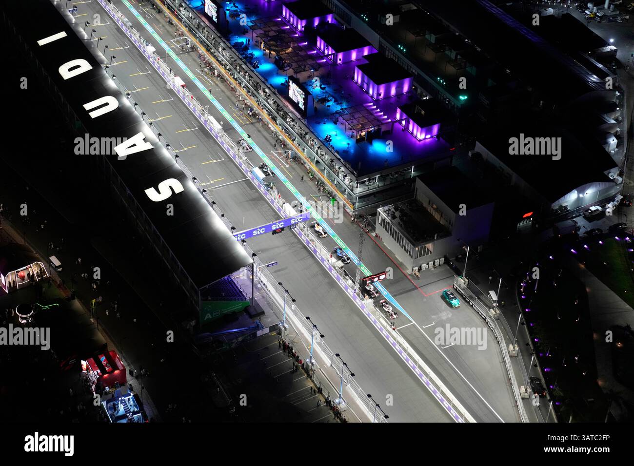 Cars line up during the second free practice ahead of the Formula One ...