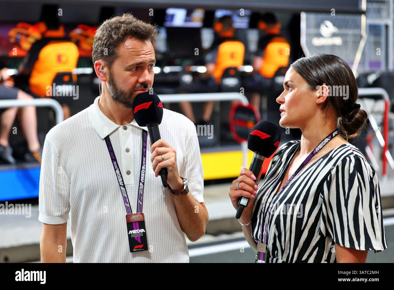 Jeddah, Saudi Arabia. 18th Apr, 2025. (L to R): Chris Medland (GBR) F1 ...