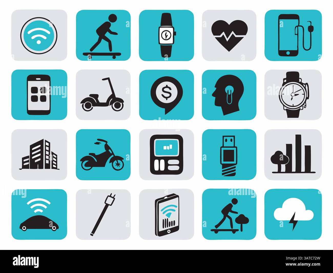 Smart City Icons Set – Tech Gadgets, Mobility, IoT & Wearables Vector Pack Stock Vector Image ...