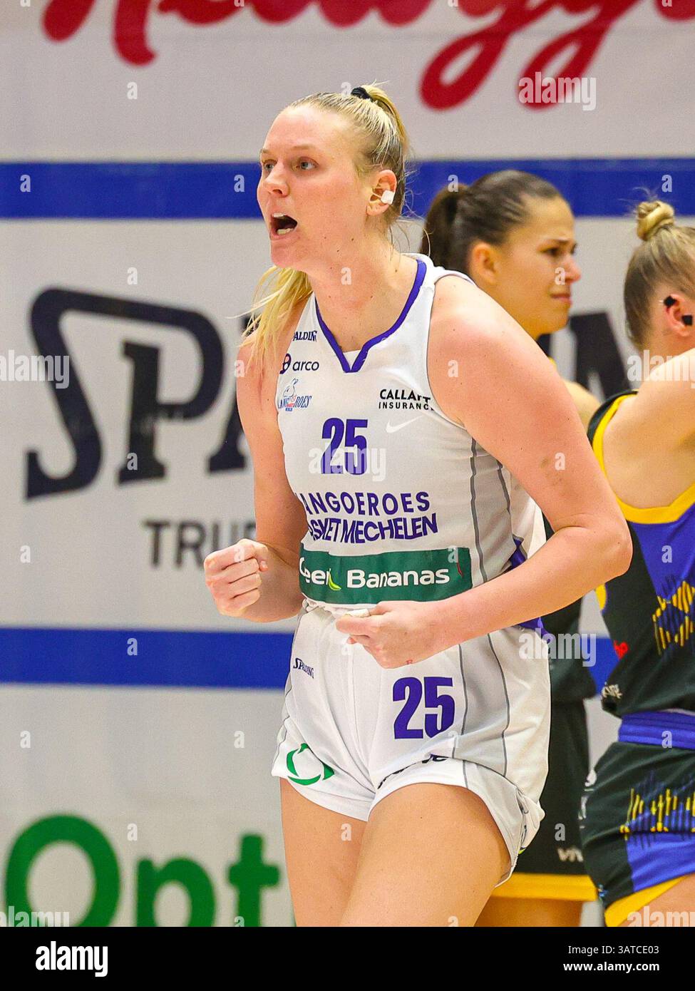 Mechelen, Belgium. 18th Apr, 2025. Cate Reese (25) of Kangoeroes ...