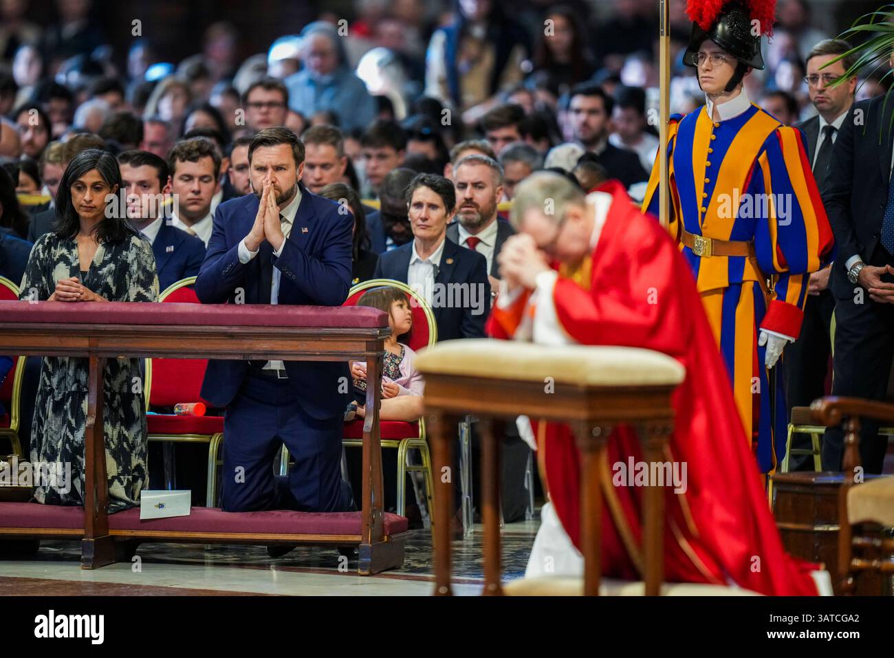 U.S. Vice President JD Vance, and his wife Usha Vance, left, with their ...