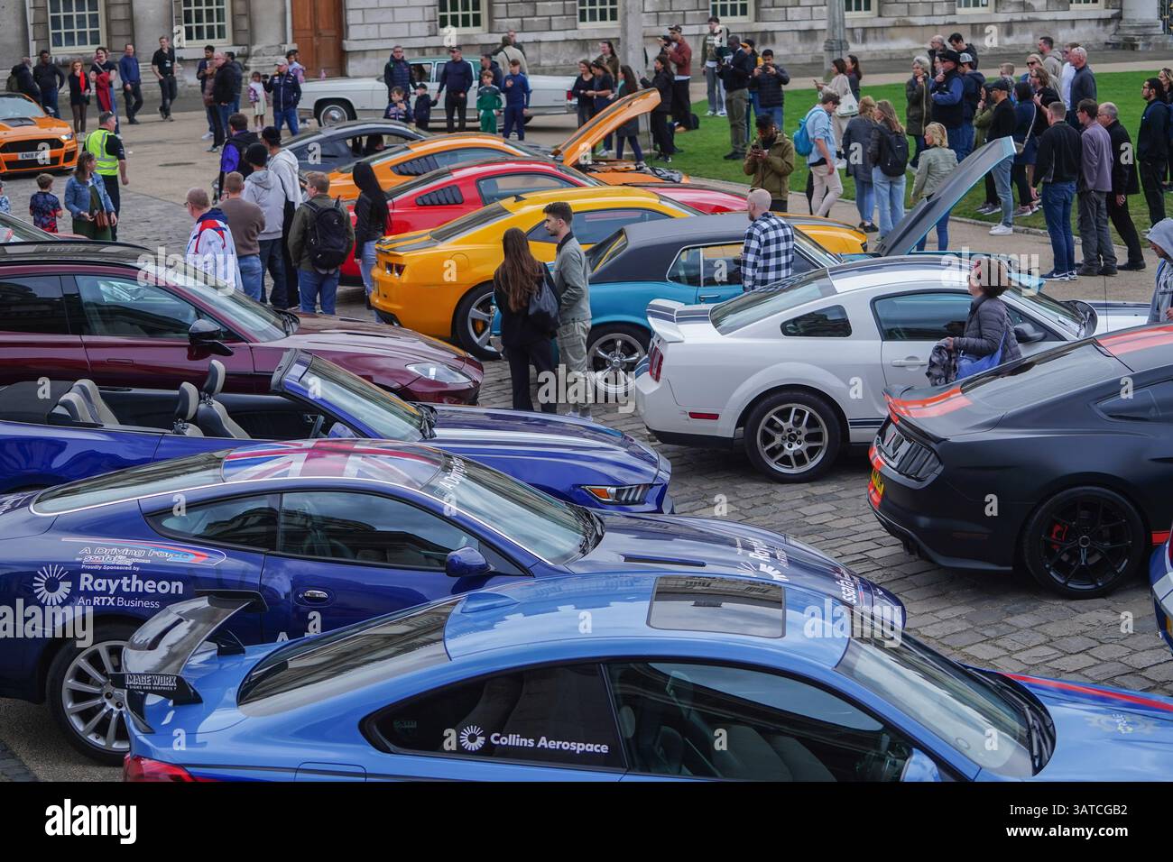 London UK 18 April 2025. A convoy of Mustangs is joined by Transformers ...