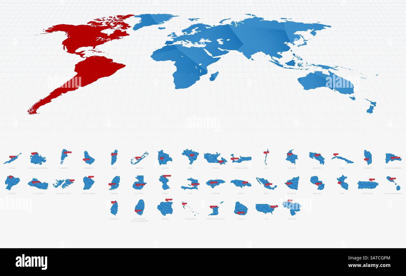 Low Poly Blue Gradient Maps of America with Capital City Signs. Maps Collection Stock Vector ...