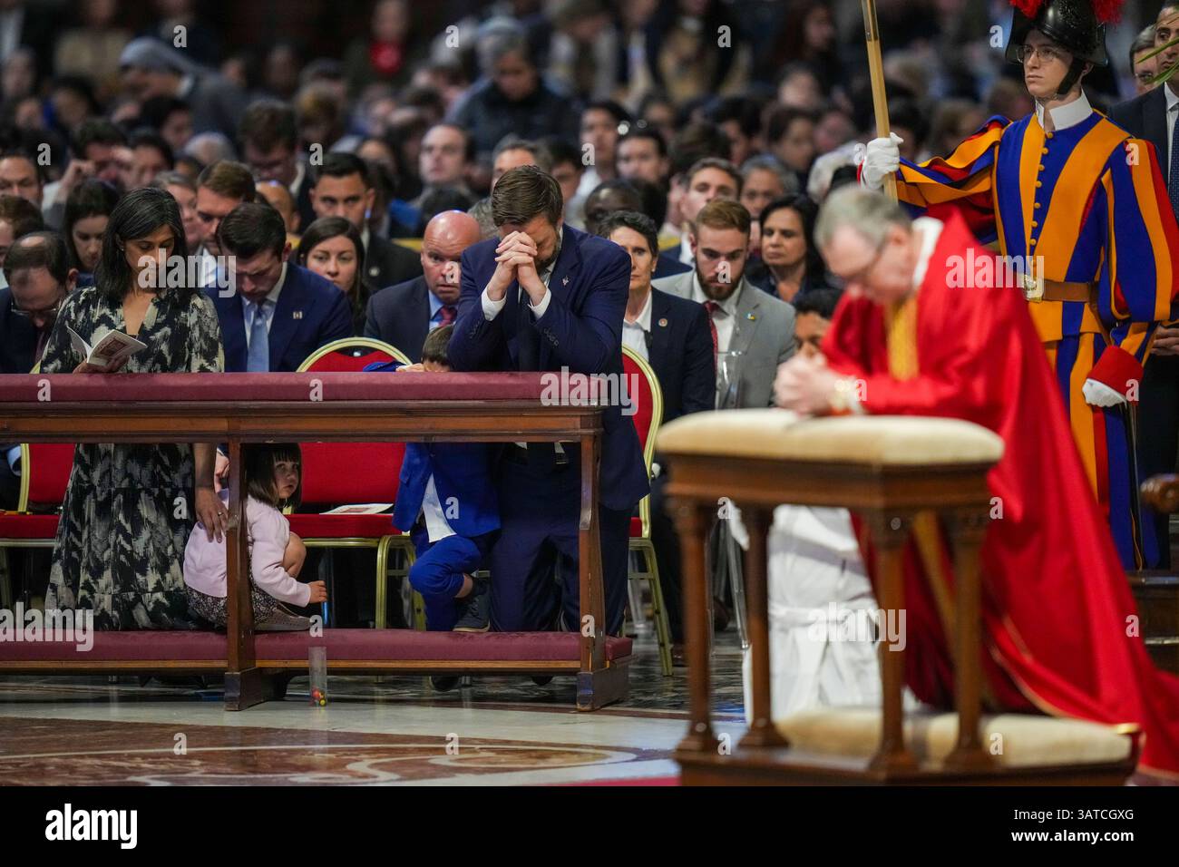 U.S. Vice President JD Vance, and his wife Usha Vance, left, with their ...