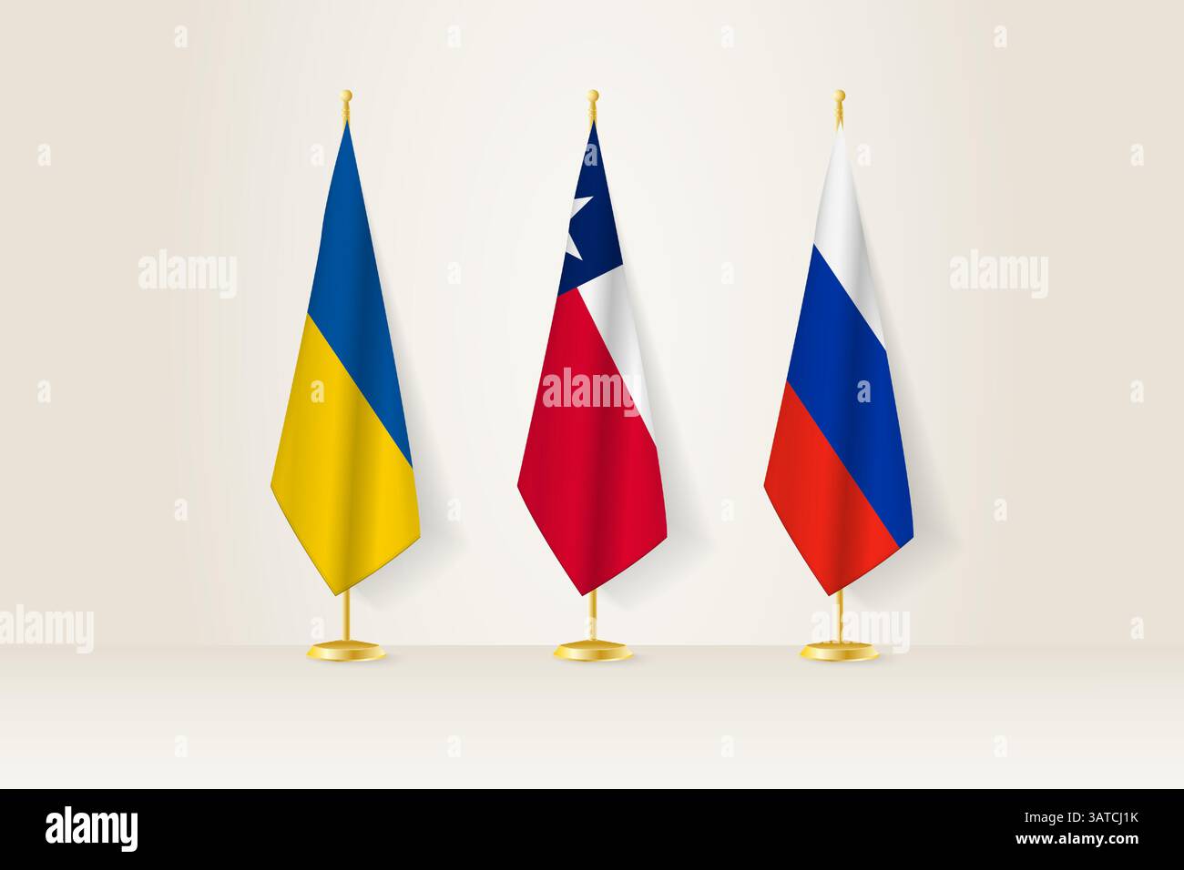 Diplomatic Meeting Representation, Ukraine, Texas and Russia Flags ...