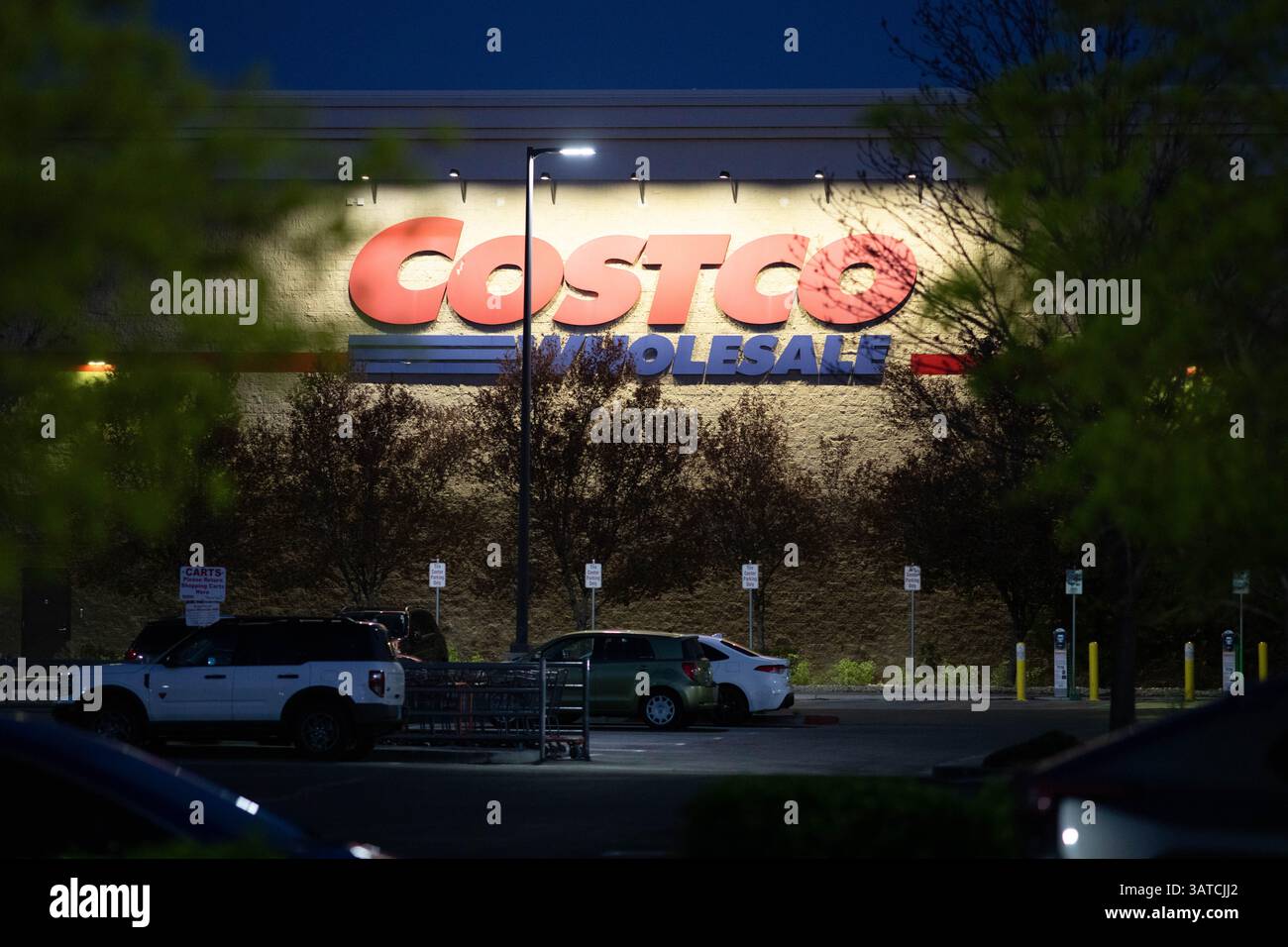 Costco storefront in a shopping complex. Tariffs imposed by the trump ...