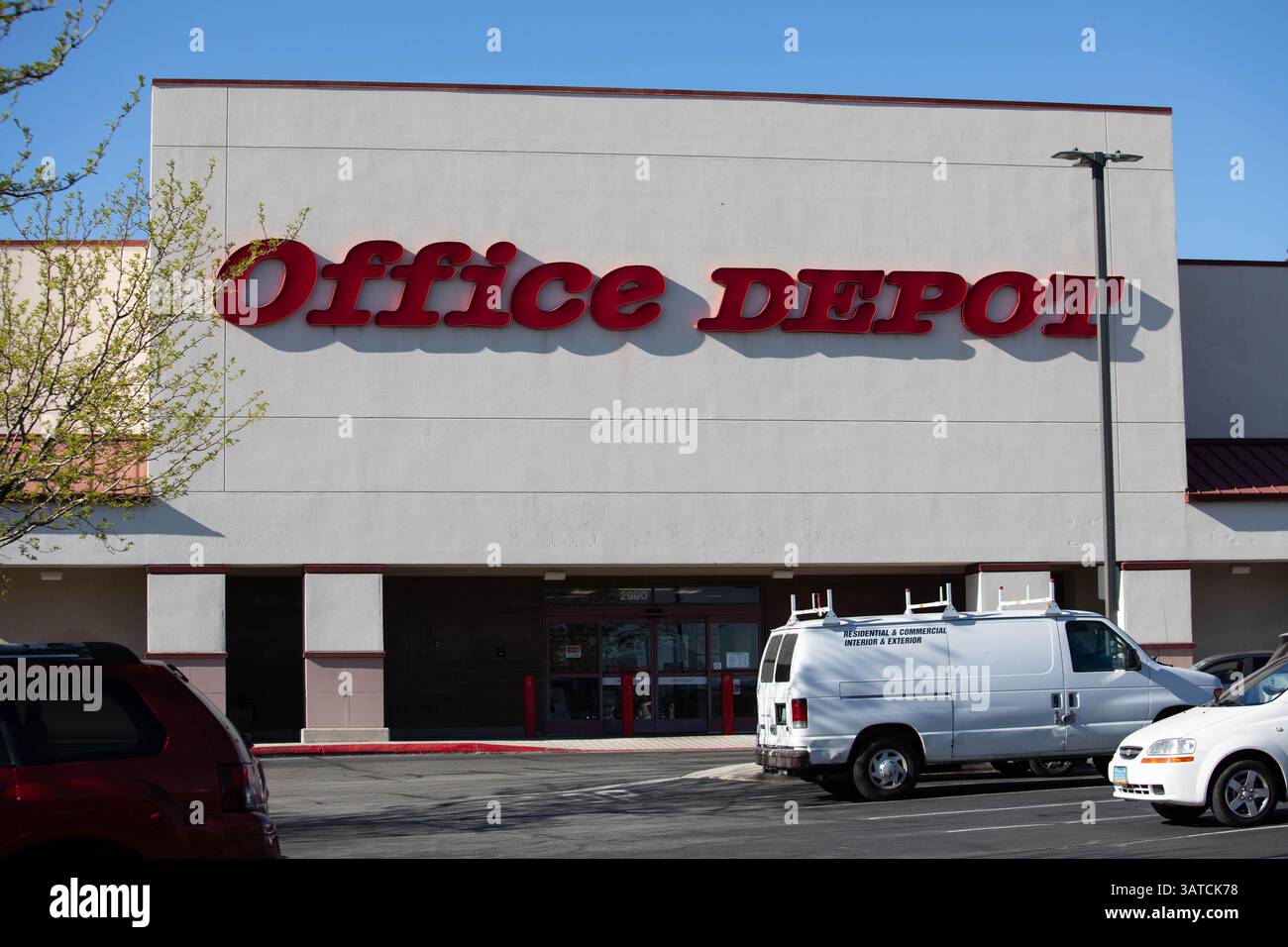 Office Depot storefront in a shopping complex. Tariffs imposed by the ...