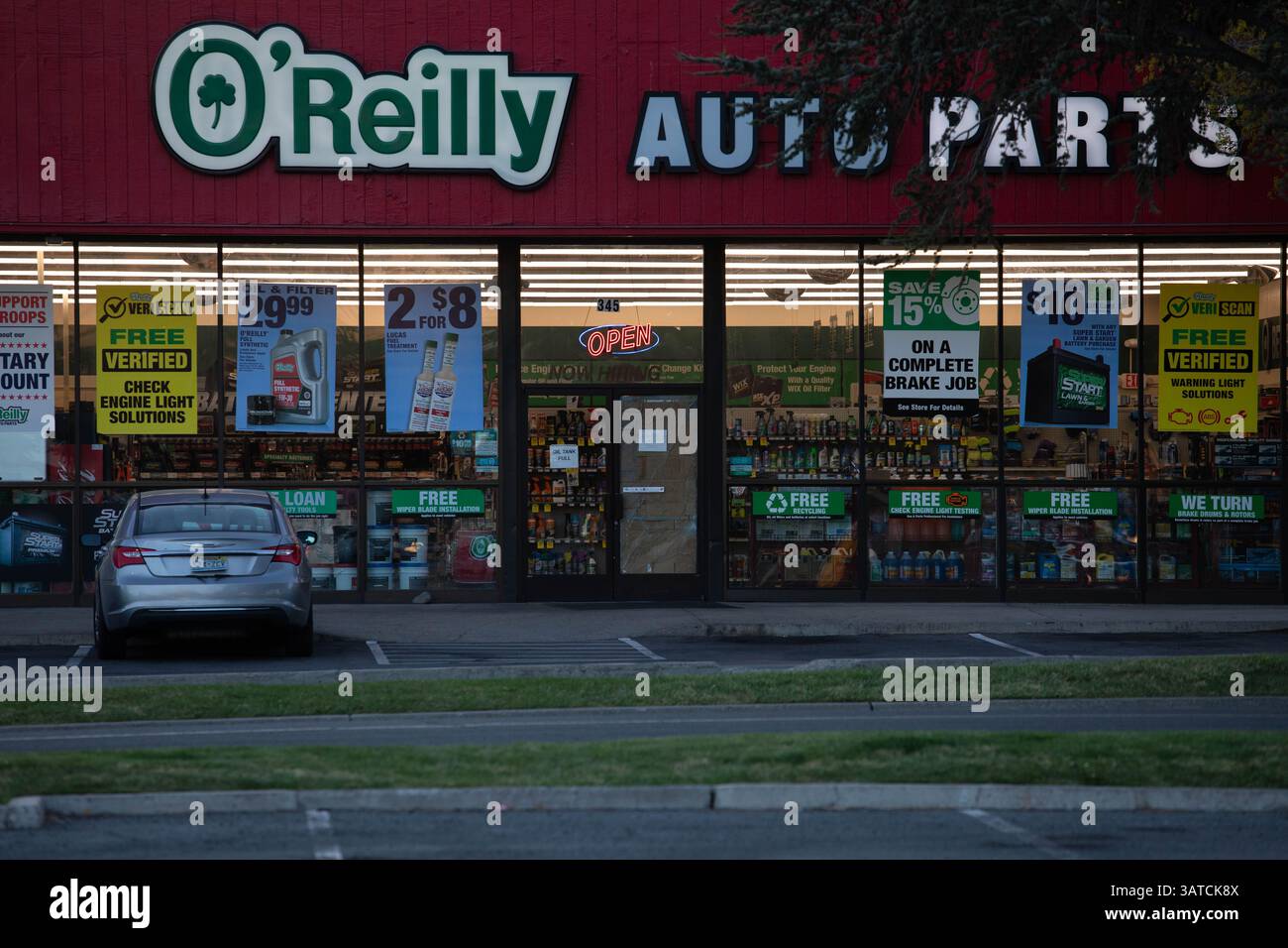 O'Reilly Auto Parts storefront in a shopping complex. Tariffs imposed ...