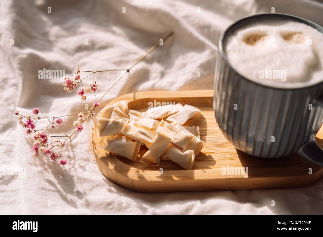 A pile of white of snus pads for breakfast with coffee Stock Photo - Alamy