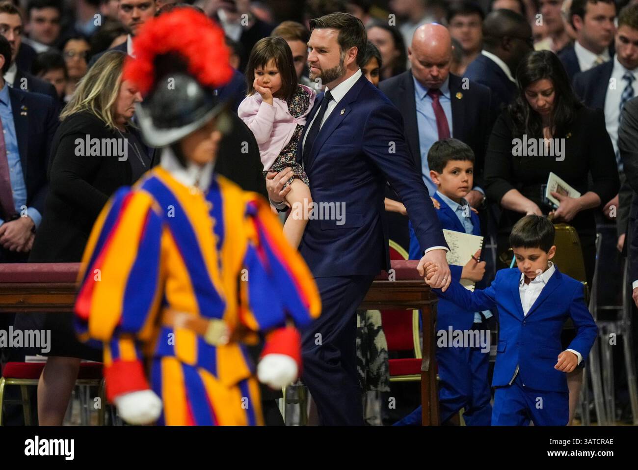 U.S. Vice President JD Vance, with, from left, daughter Mirabel, sons ...