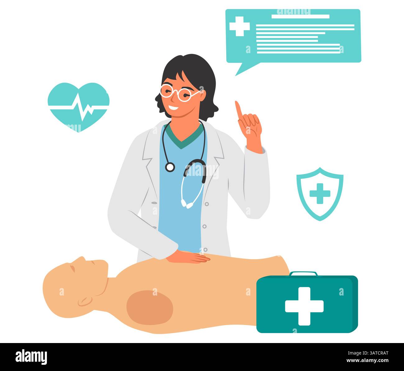 A medical professional demonstrates crucial artificial respiration ...