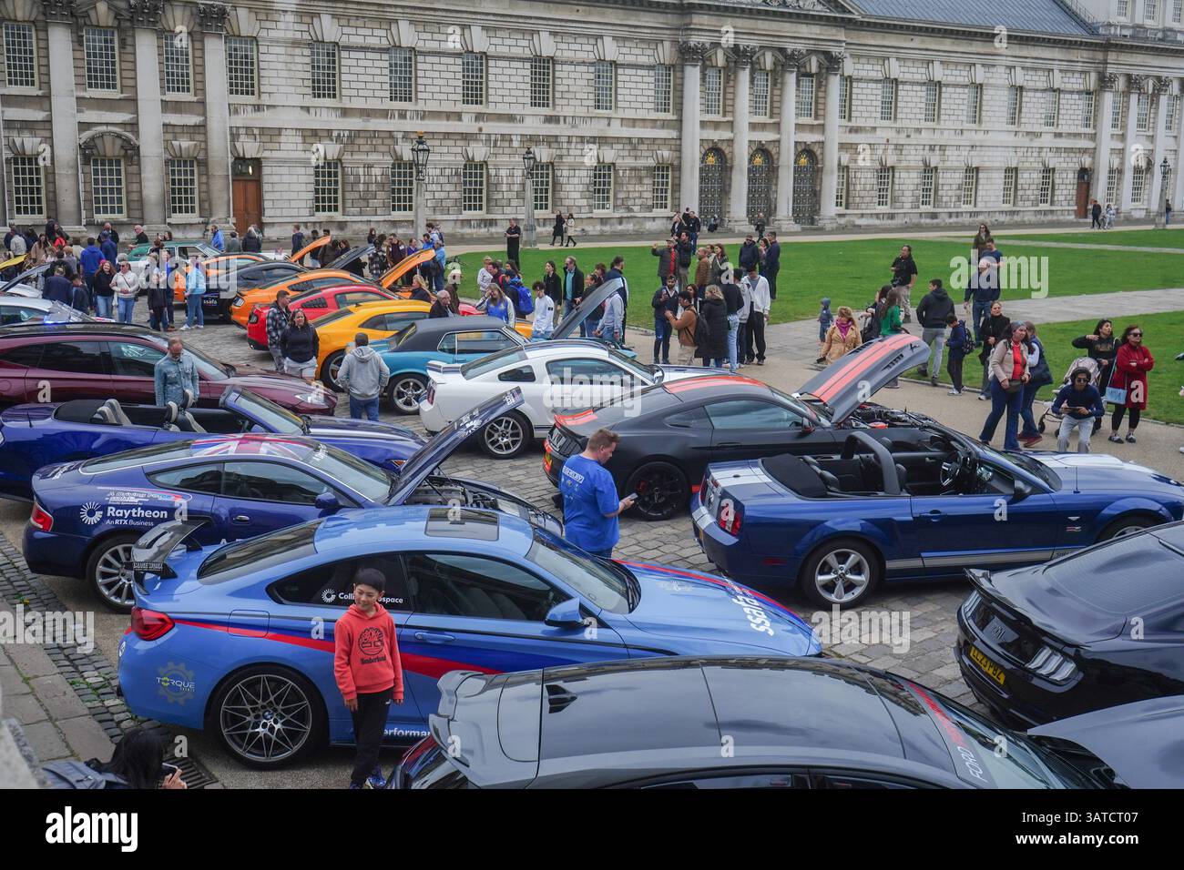 London UK 18 April 2025. A convoy of Mustangs is joined by Transformers ...