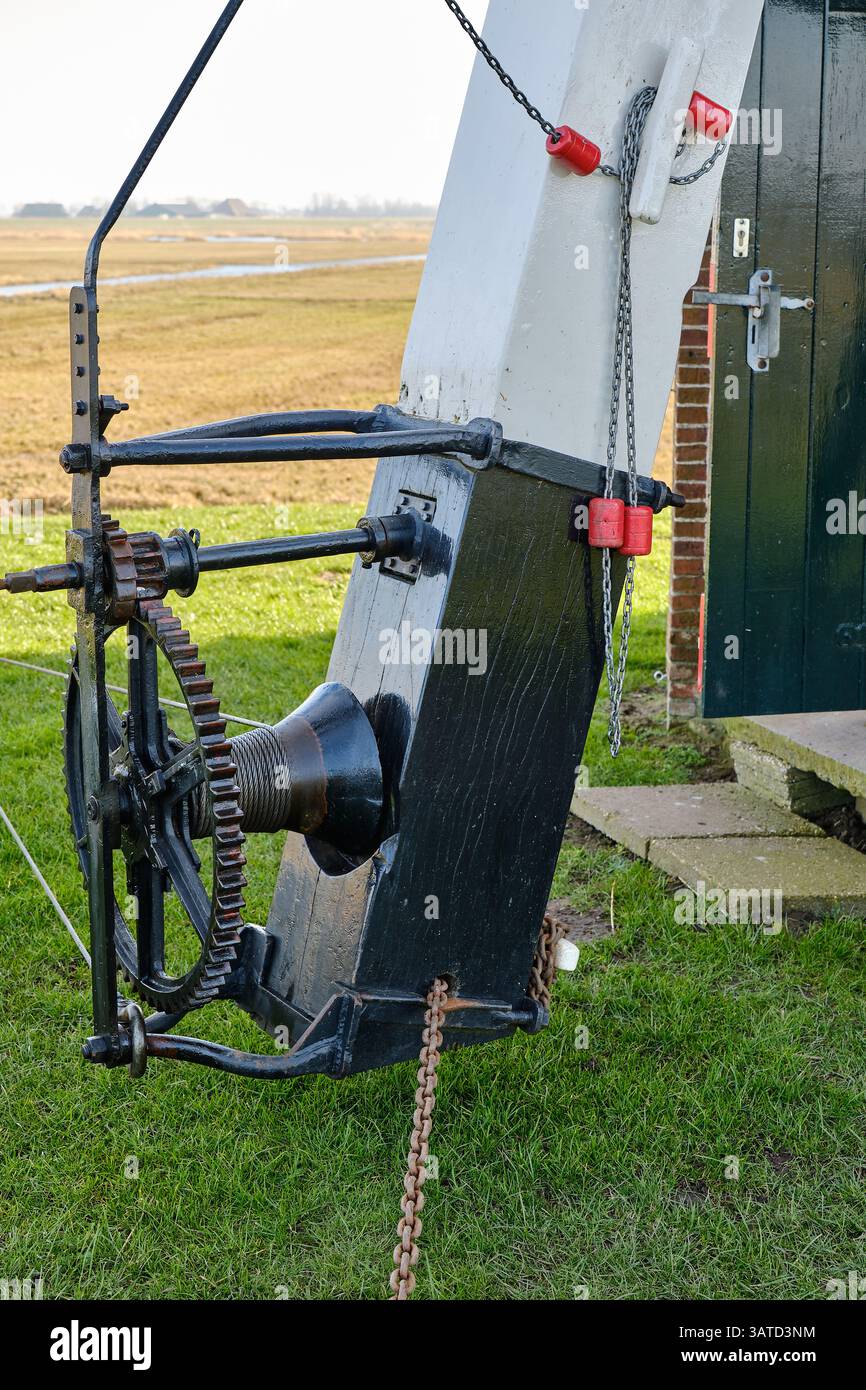 March 5, 2025 - Warga-Netherlands: Detail of the tail of Dutch windmill ...