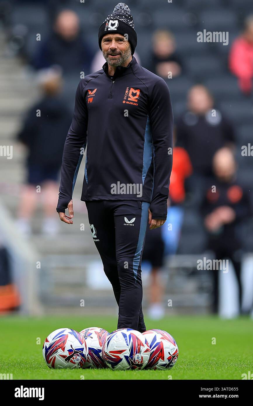 Milton Keynes Dons Manager Paul Warne during the EFL League 2 match between Milton Keynes Dons ...