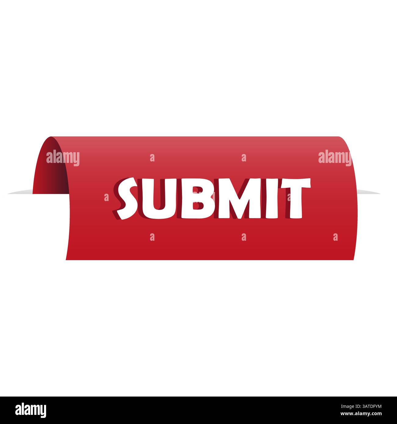 Submit label sticker. Red curved banner. Form message ribbon. Vector UI ...