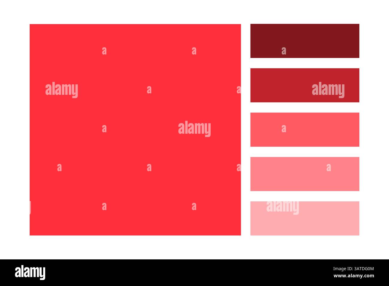 Red color palette. Vertical swatch layout. Warm tone gradient. Vector pigment blocks Stock ...
