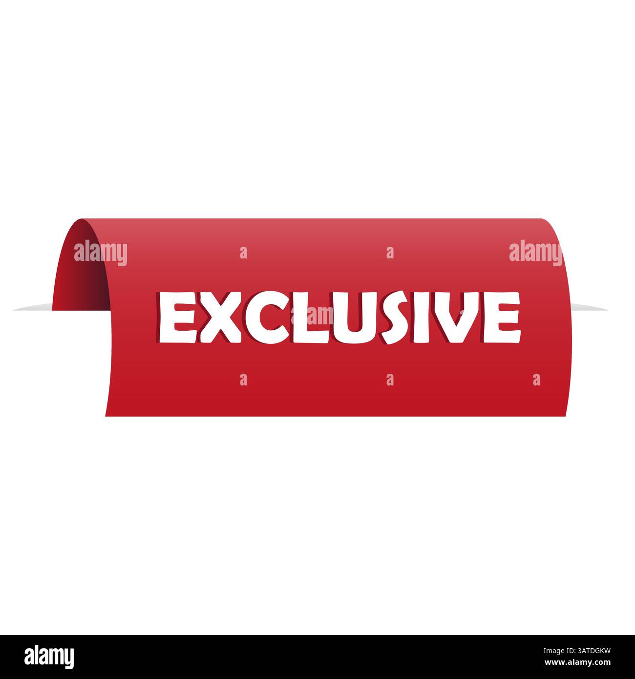 Exclusive ribbon text. Red label element. White bold lettering. Vector ...