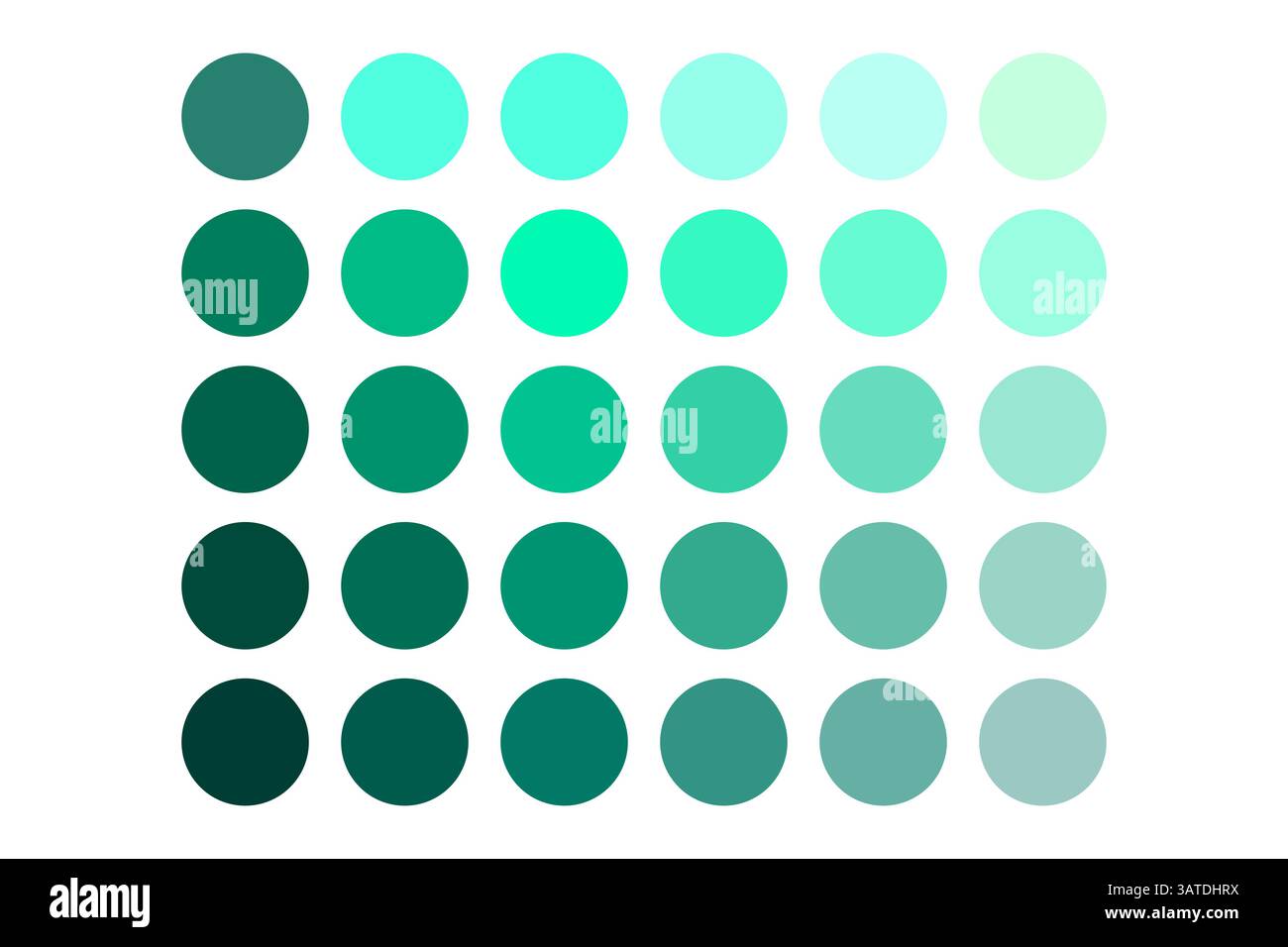 Green circle palette. Dot gradient layout. Round color swatches. Vector ...