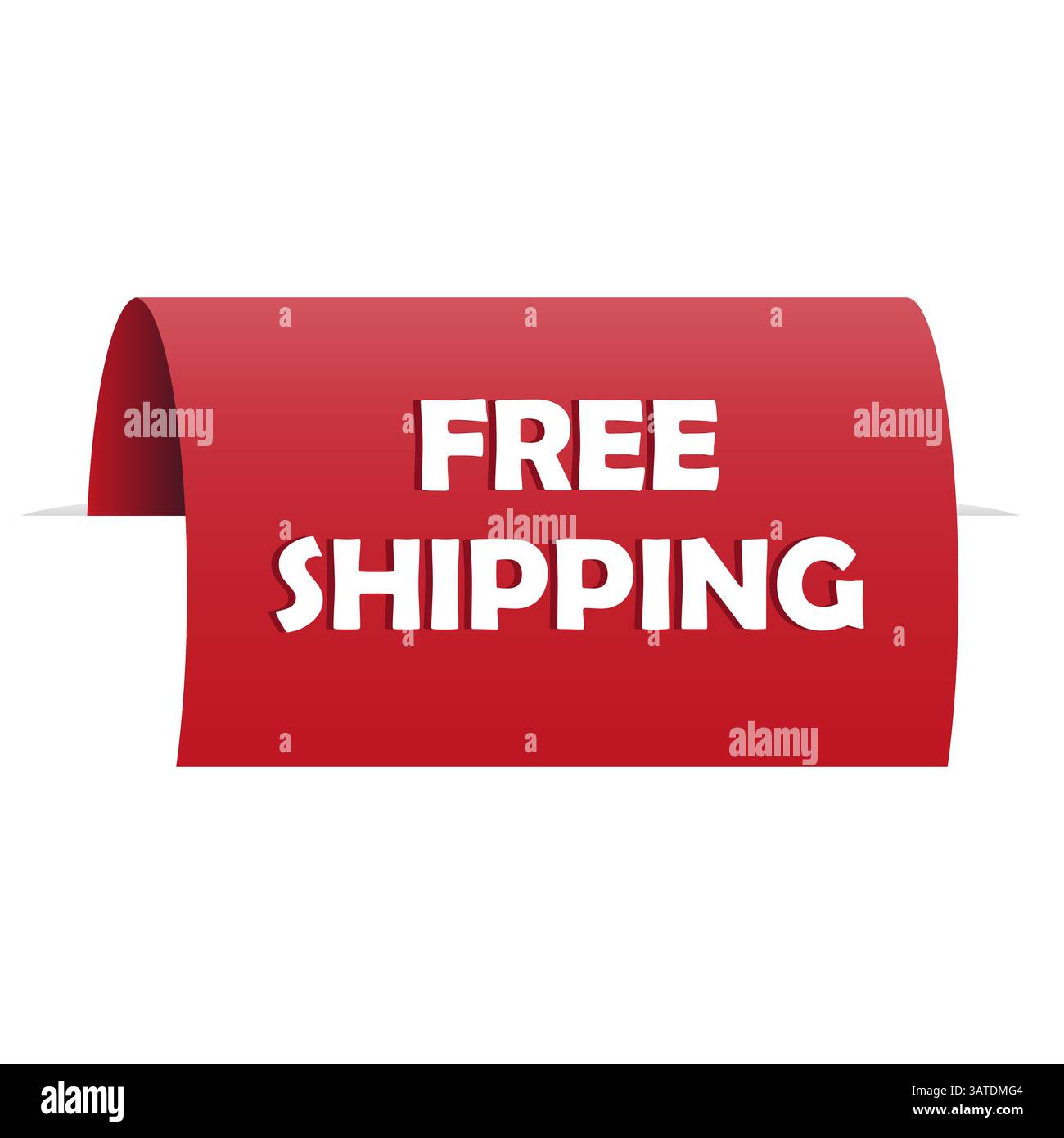 Free shipping banner. Red curved tag. Bold white letters. Vector ...