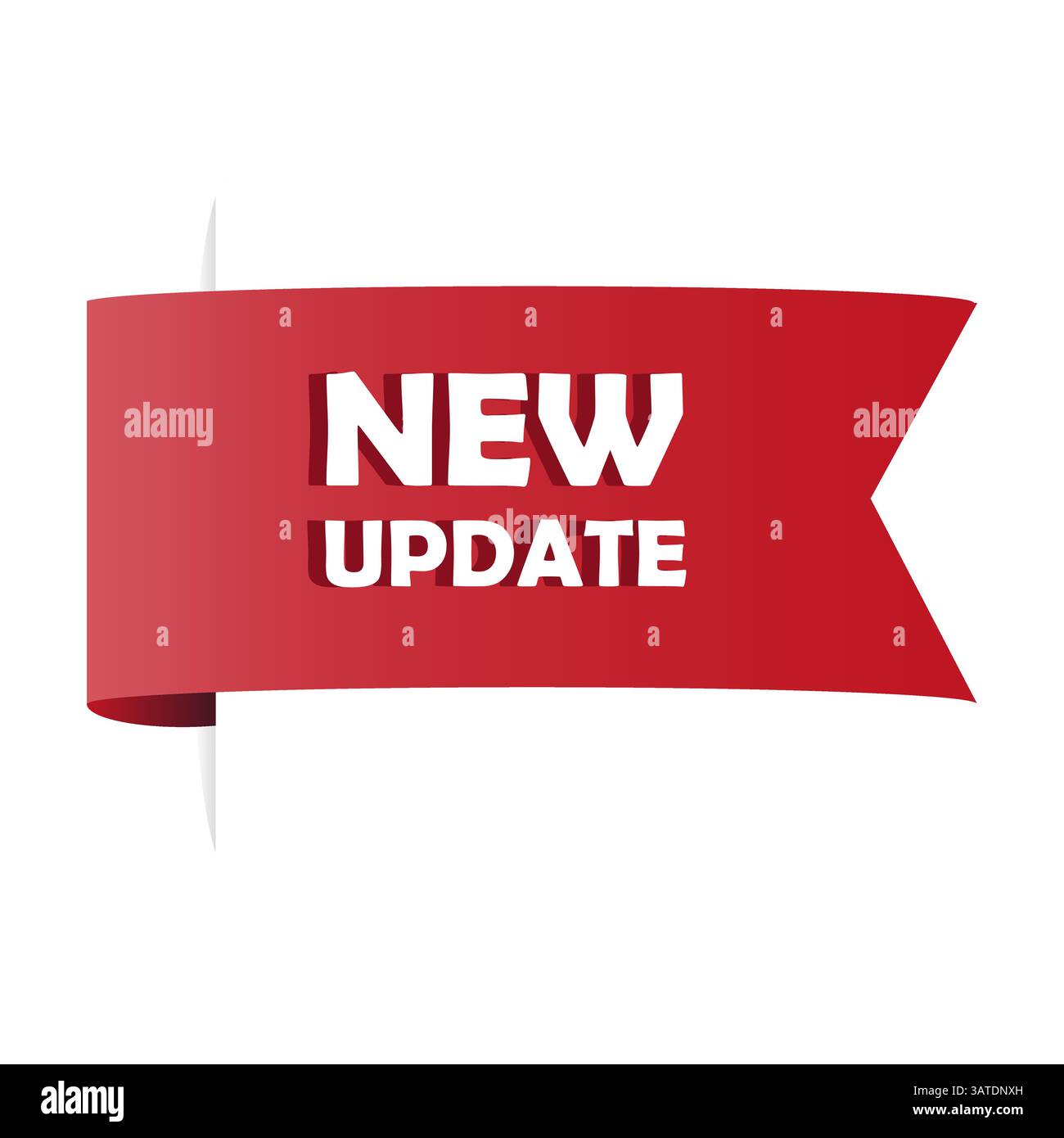 New update ribbon. Vector product banner. Announcement tag shape. Red ...