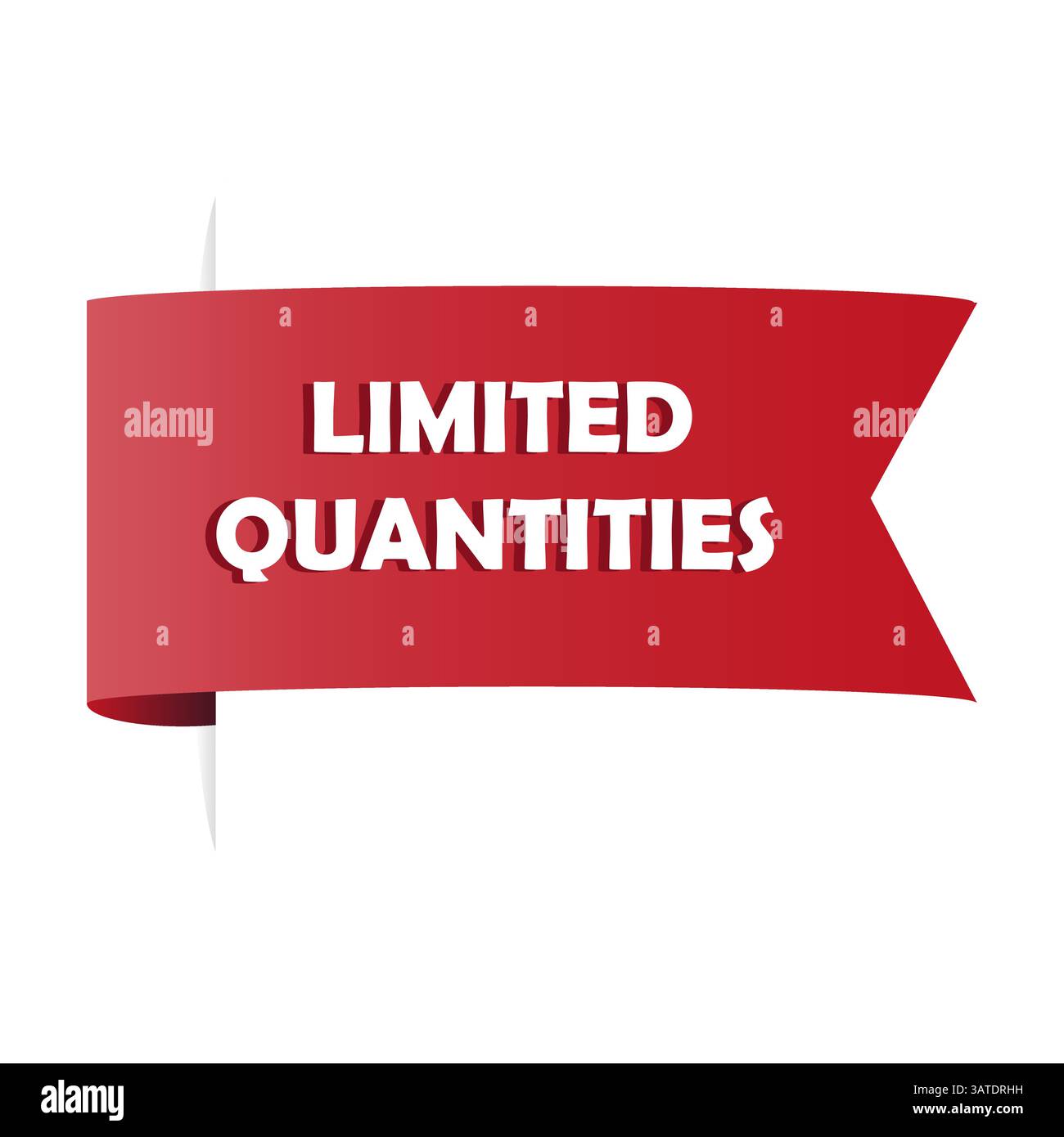 Red ribbon banner. Limited quantities message. Promotional vector tag ...