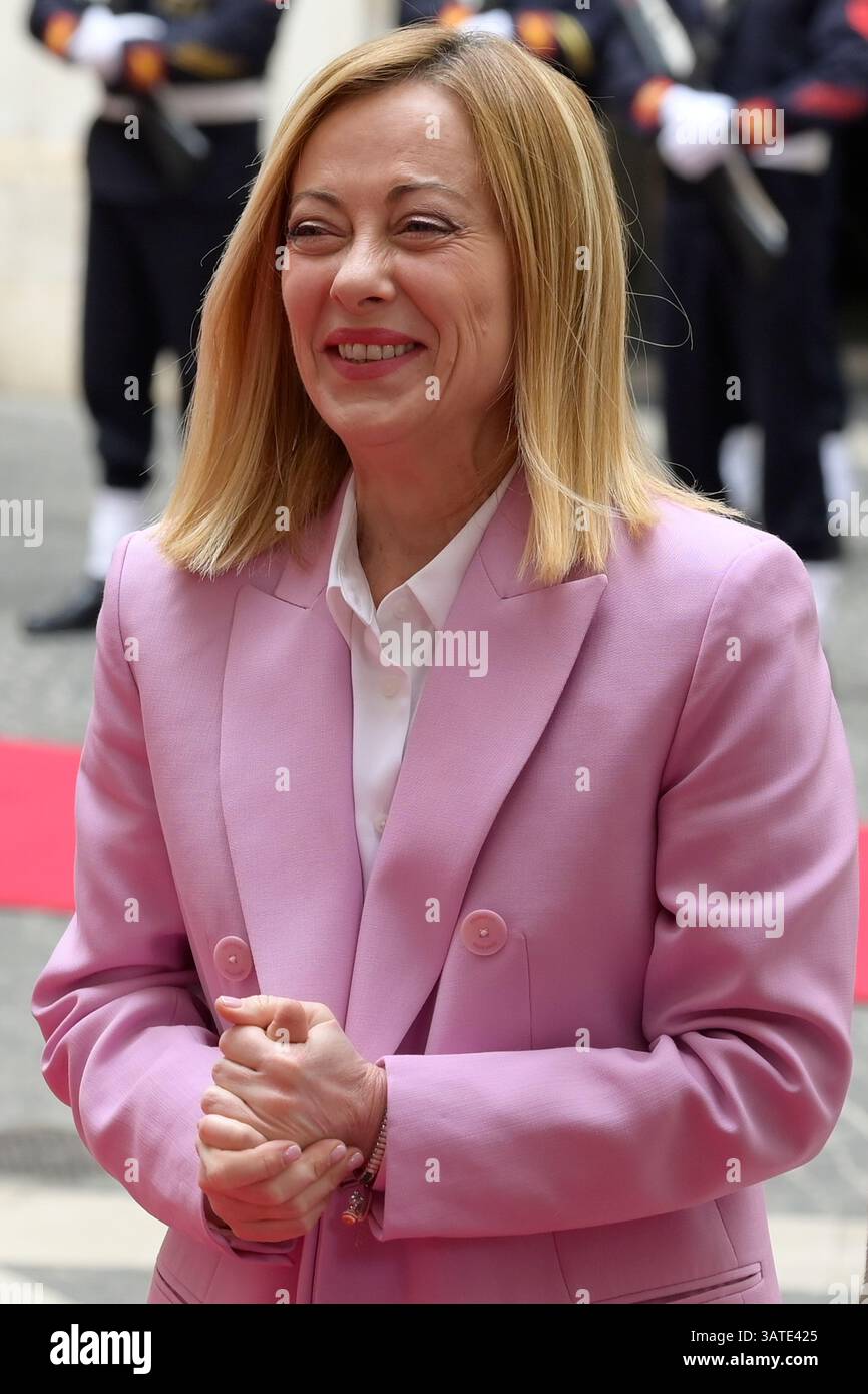 Rome, Italy. 18th Apr, 2025. Italian Prime Minister Giorgia Meloni ...