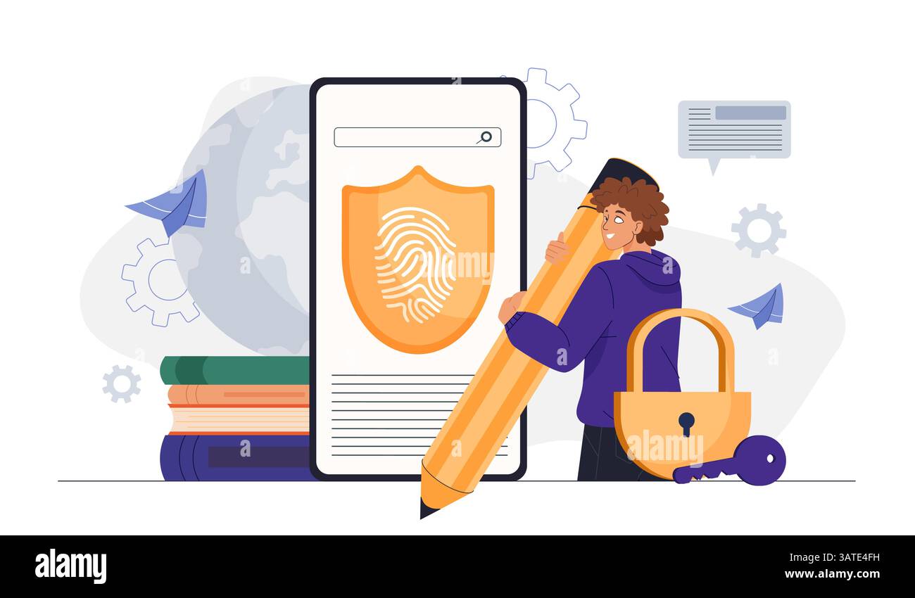 Digital privacy protection concept. Vector illustration Stock Vector ...