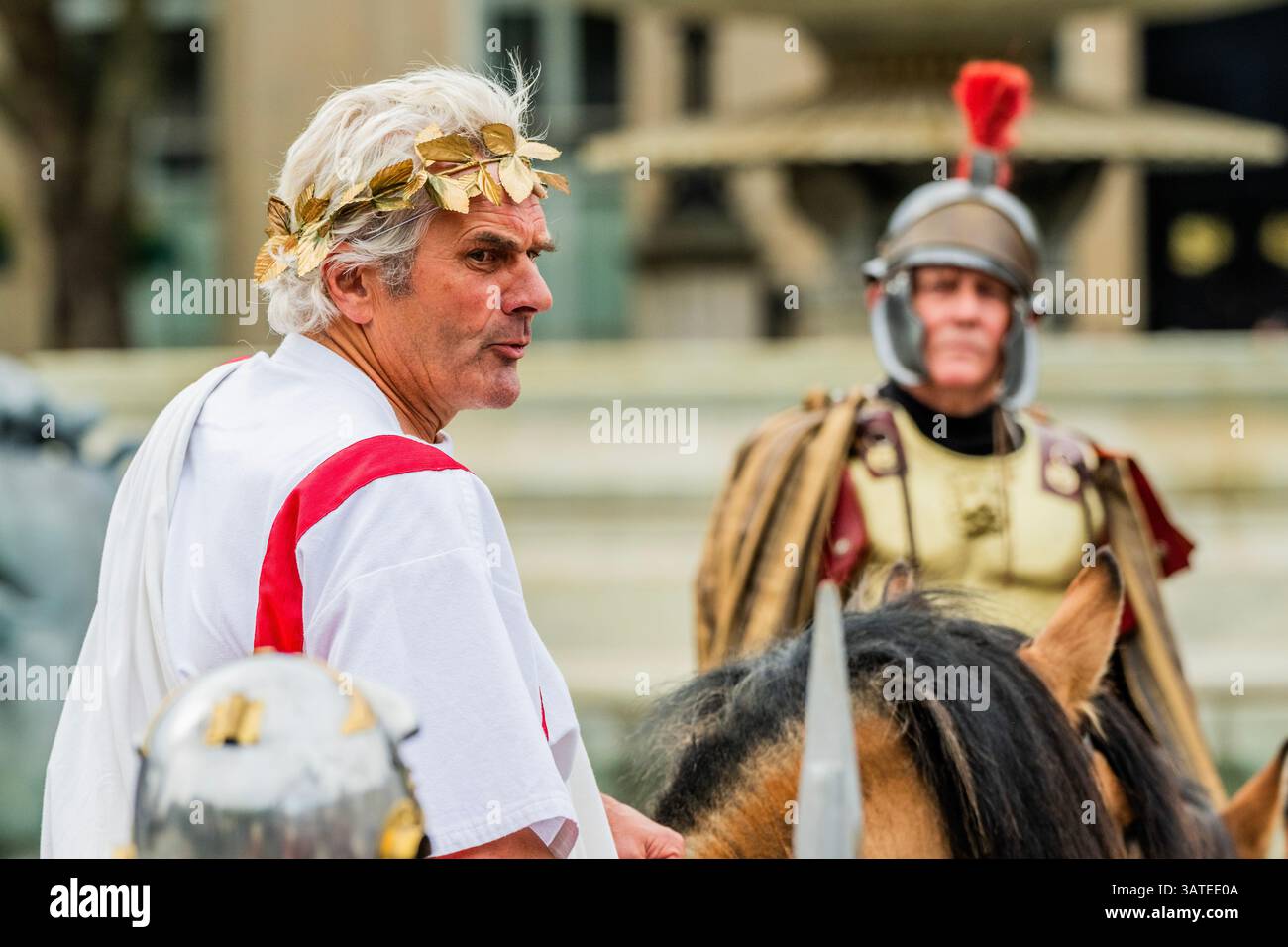 London, UK. 18th Apr, 2025. Pontius pilot arrives - The Passion of ...